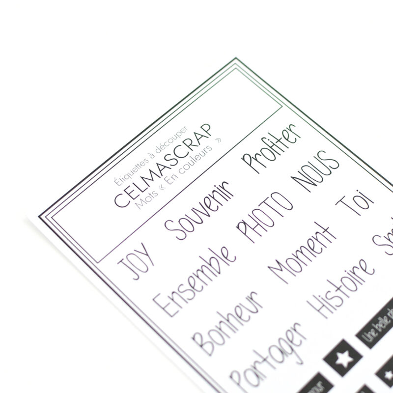 Etiquettes à découper Mots "En couleurs" - Celmascrap