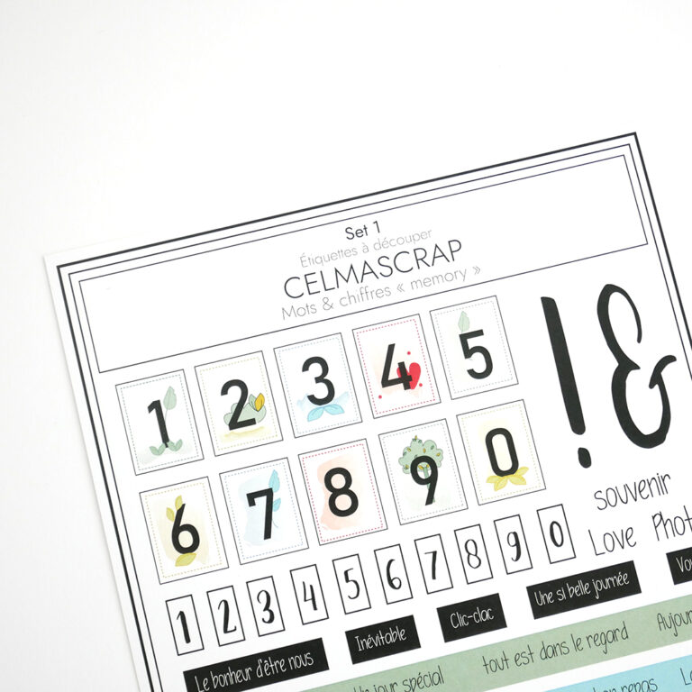Etiquettes set 1 "Mots et chiffres" - Celmascrap